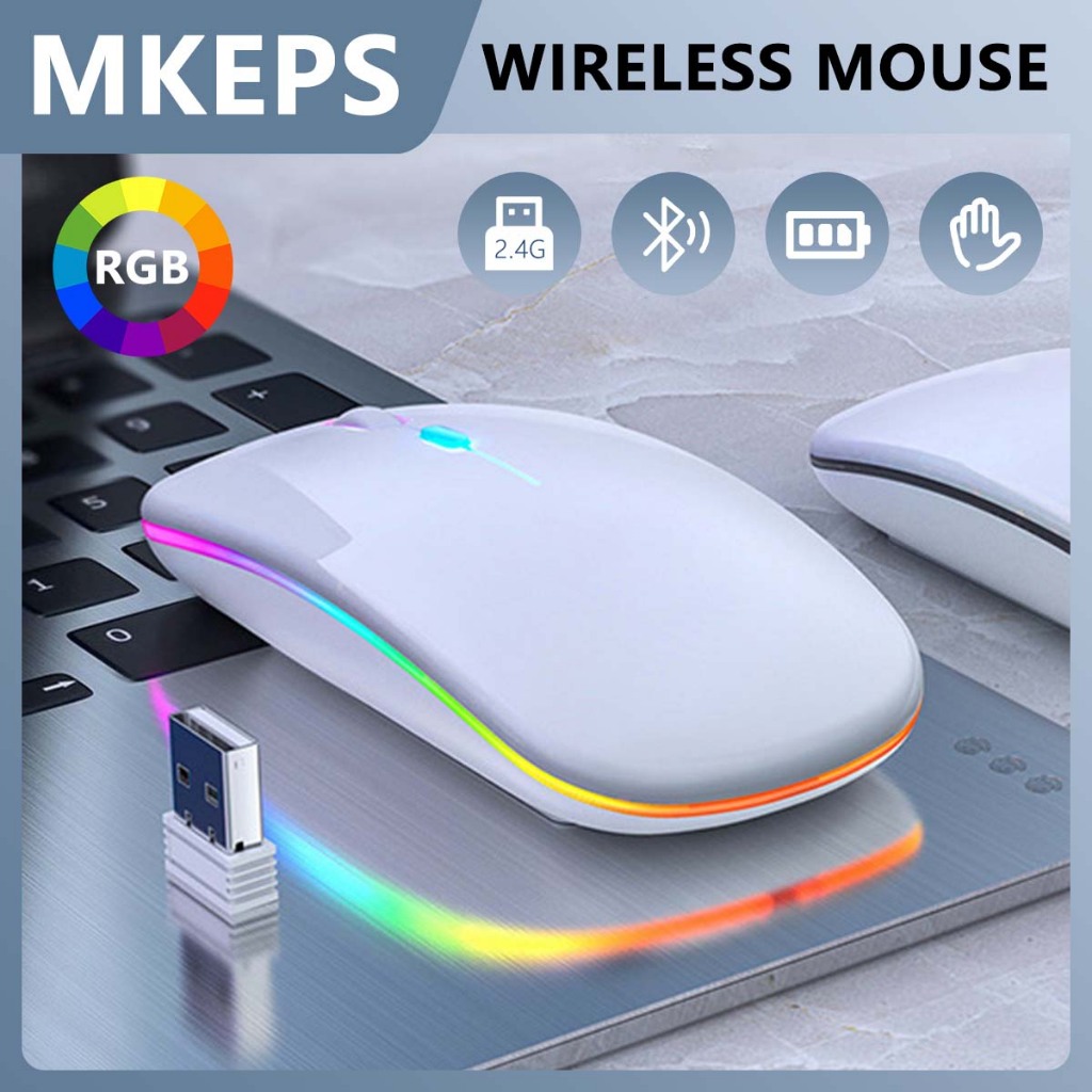 MKEPS Wireless Mouse Bluetooth Mouse With Adapter Work and study silent ...