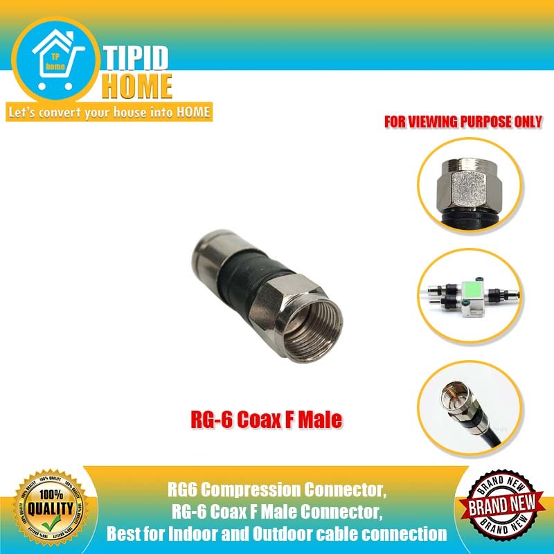 RG6 Compression Connector, RG-6 Coax F Male Connector, Best for Indoor ...
