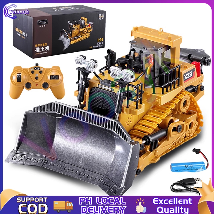 9-channel engineering vehicle 1:24RC excavator remote control bulldozer ...
