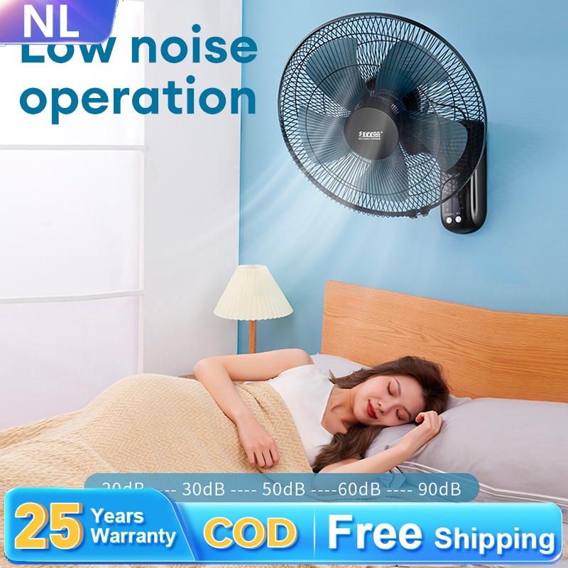 Black Solar electric fan 14/16 inch wall fan with panel 3-speed durable ...