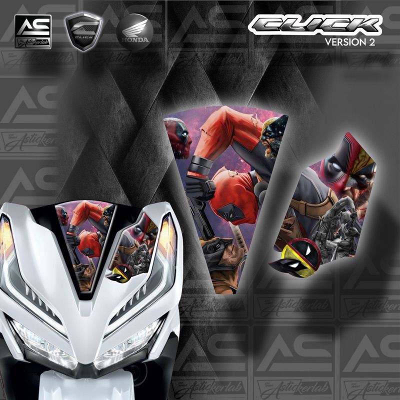HONDA CLICK V2 SET FRONT PANEL/SIDE COVER STICKER PRINTED LAMINATED ...