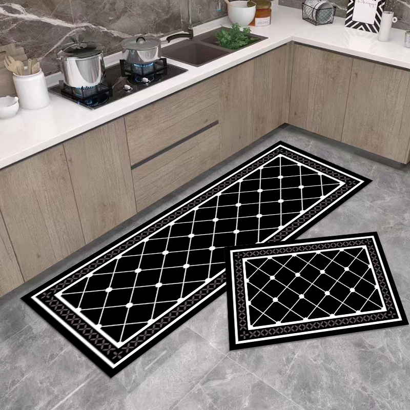 2Pcs Set Kitchen Carpet Floor Kitchen Mat Non-slip Retro Thicken ...