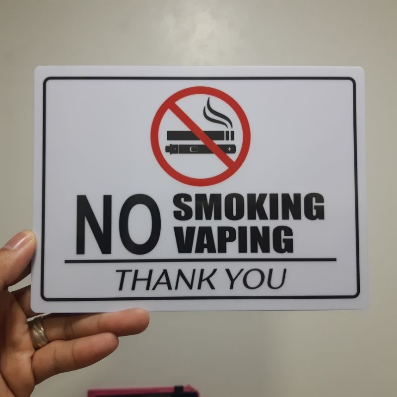SIGNAGE NO SMOKING AND VEYPING 5.5x7.5 INCHES SIZE PVC TYPE WATERPROOF ...