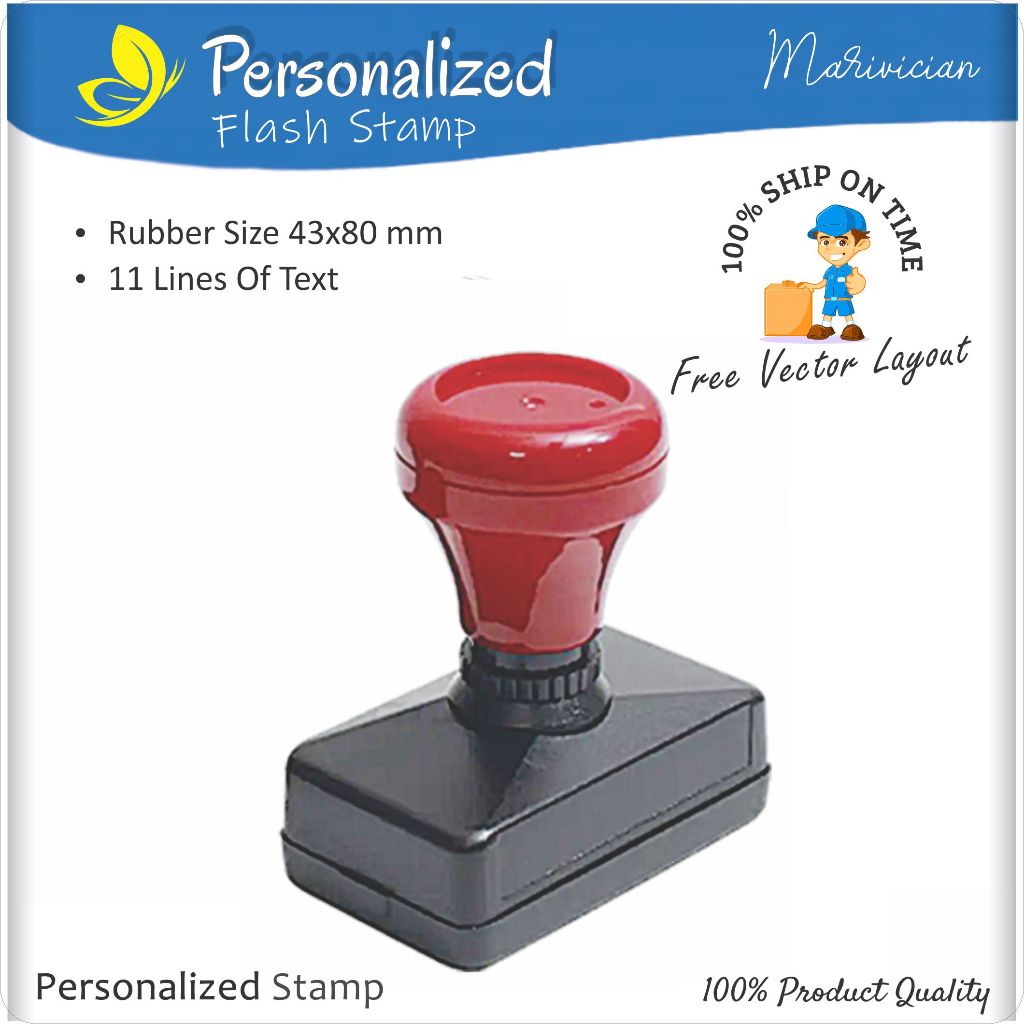 Personalized Stamp 43x80 mm Atom Flash Custom Rubber | Shopee Philippines