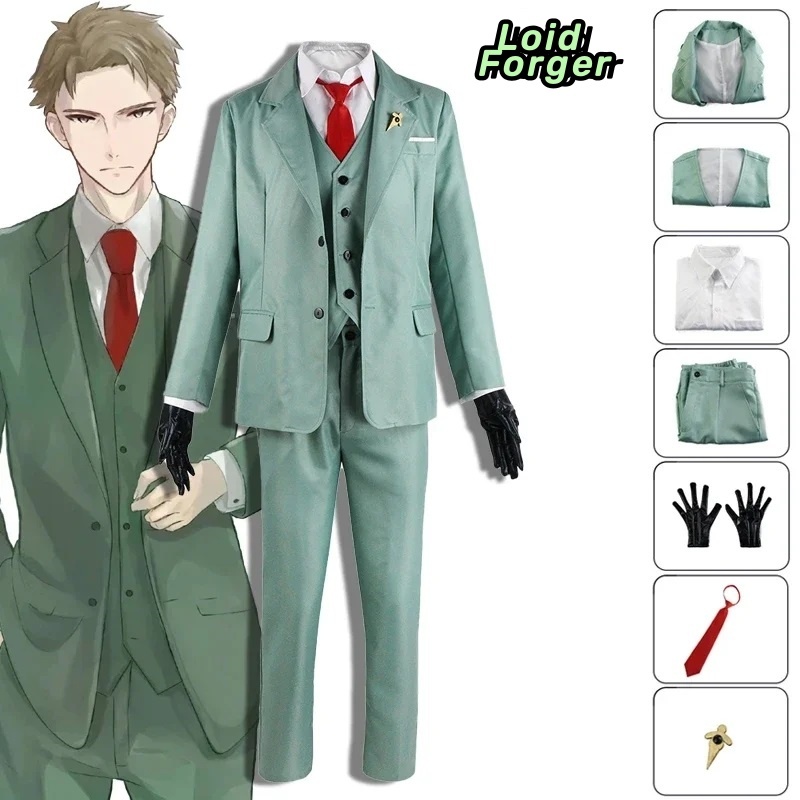 Anime Spy X Family Loid Forger Cosplay Light Green Suit Blond Wig ...