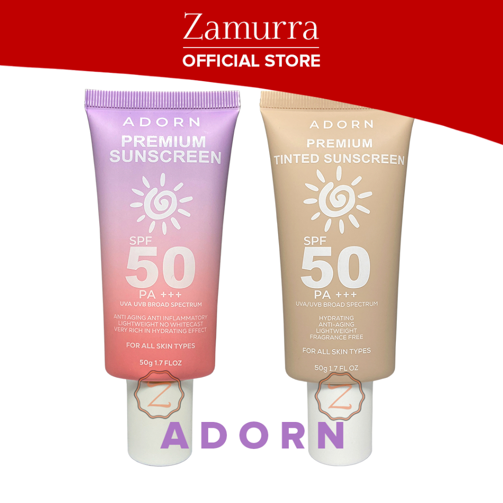 ADORN TINTED Premium Sunscreen SPF50 PA+++ Light Weight No White Cast ...