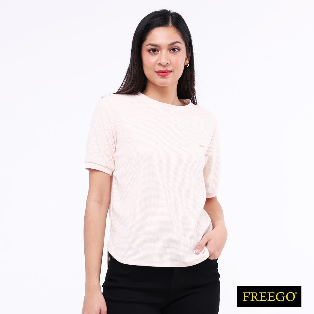 Freego Ladies Waffle Knits Short Sleeves Blouse AST12-0032 | Shopee ...