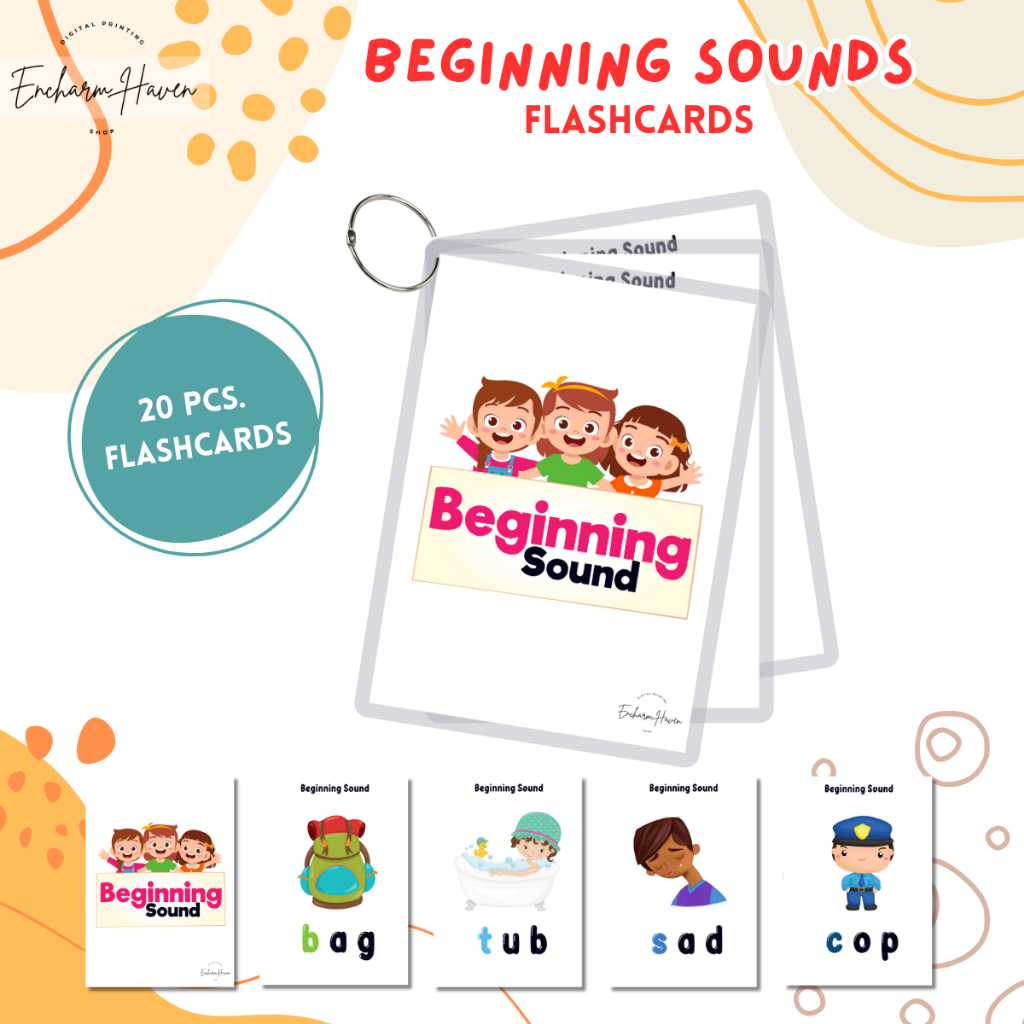 'BEGINNING SOUNDS' Fully Laminated Educational Flashcards [20 pcs ...