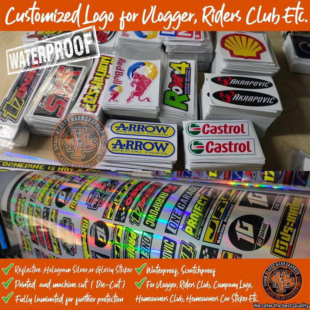 CUSTOMIZED STICKER for Vlogger, Riders Club, Company, Homeowners Club ...