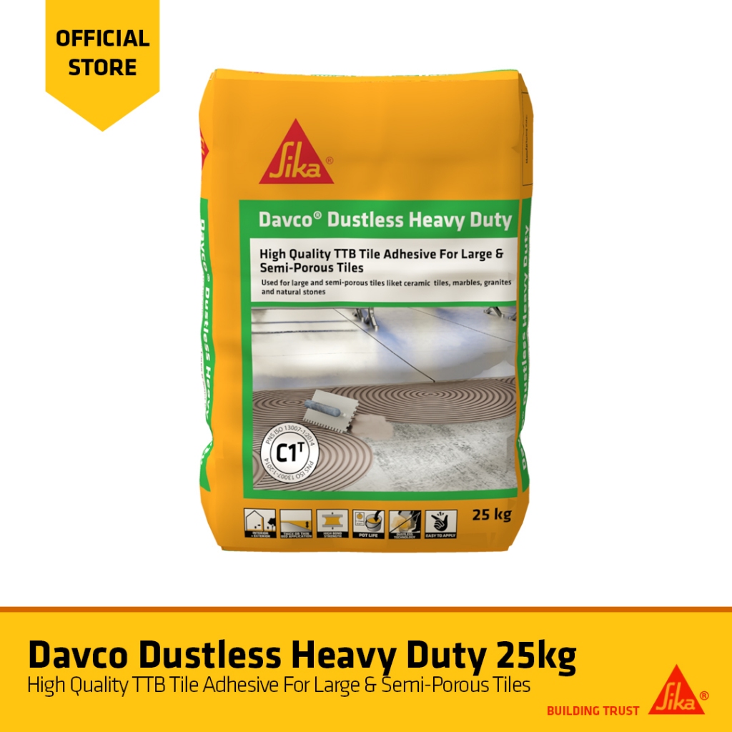SIKA DAVCO Dustless Heavy Duty Tile Adhesive 25kg bag | Shopee Philippines