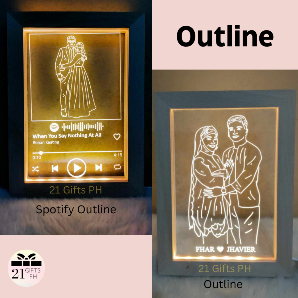 Customized Picture Portrait LED Lamp Wooden Frame Single Warm Light USB ...
