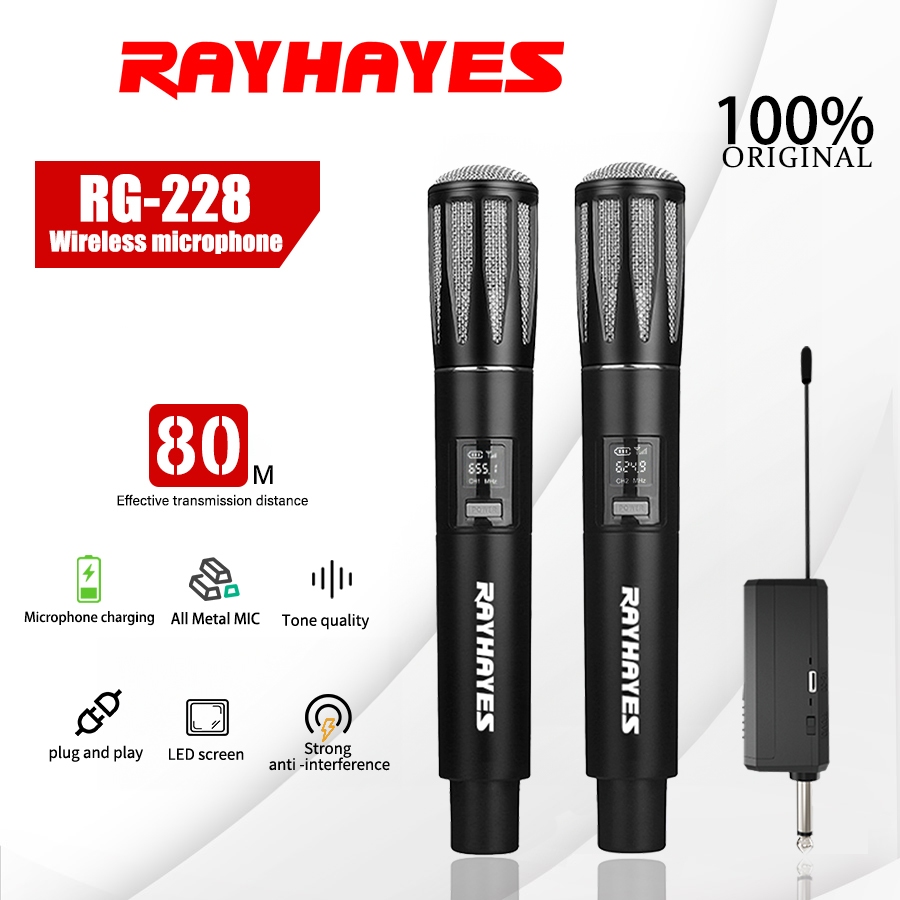 RAYHAYES rechargeable wireless microphone all-metal microphone FM ...