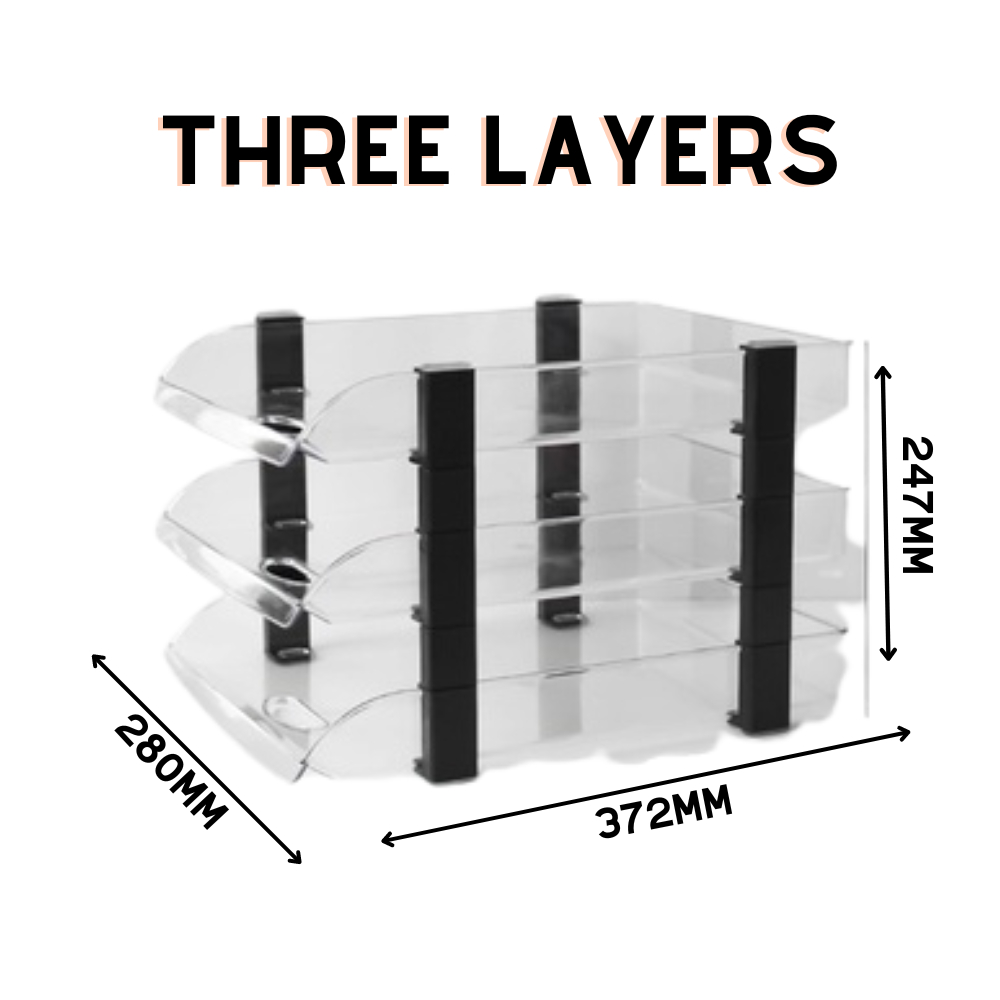 Two layers / Three layers File Tray Acrylic Organizer Office files ...
