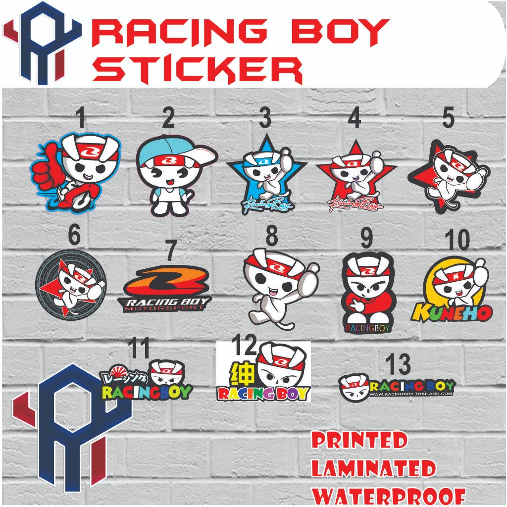 Racing Boy kuneho logo printed laminated waterproof sticker | Shopee ...