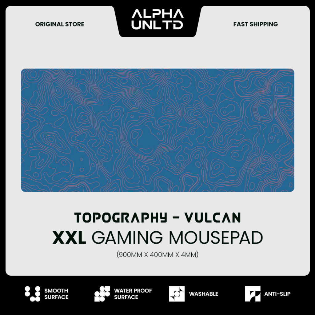 Alpha Unltd Gaming Mousepad XXL | Topography | (900x400x4mm) | Standard ...
