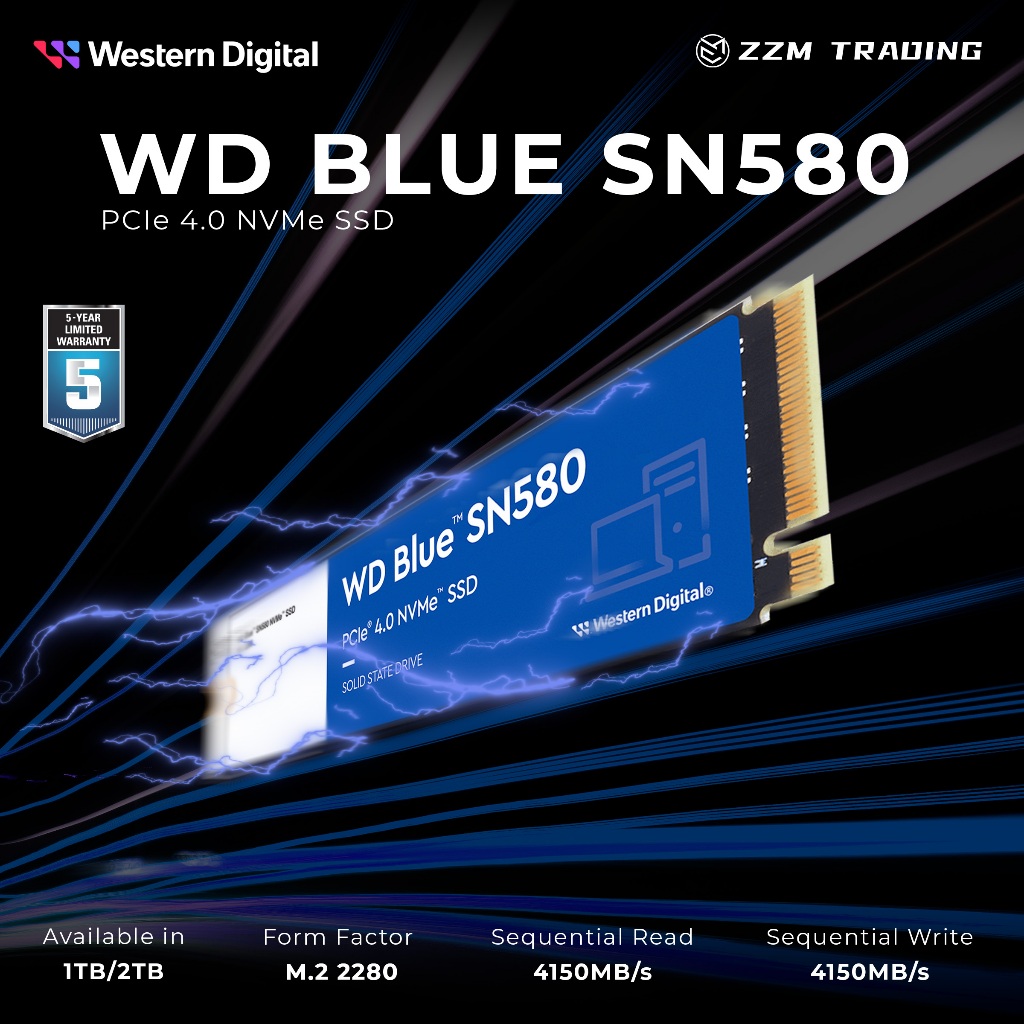 Western Digital Blue SN580 / SN5000 1TB/2TB M.2 NVMe PCIe 4.0 SSD 2023 ZZM Trading | Shopee ...