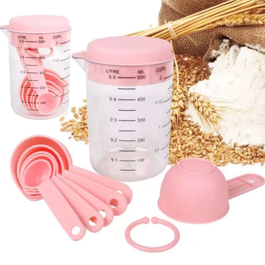 7pcs plastic measuring cup and spoon set for baking measuring spoons ...