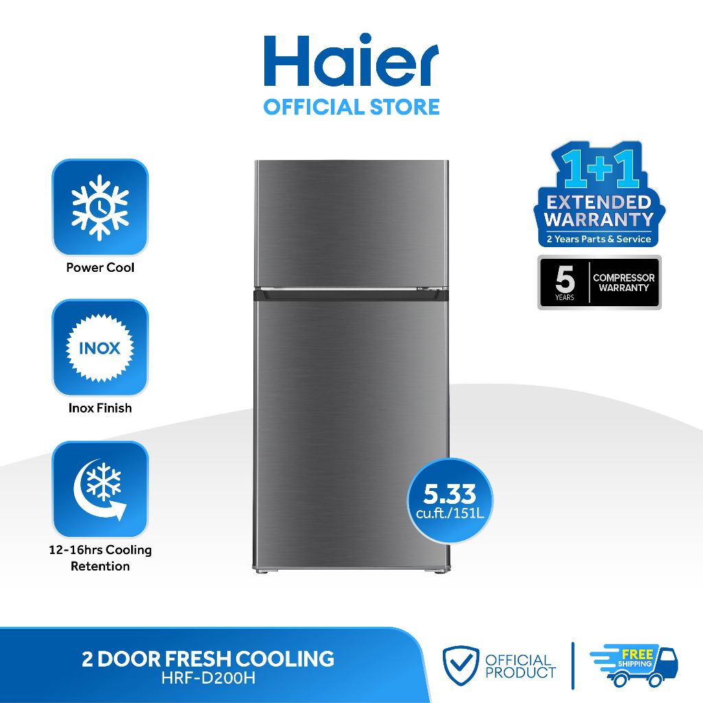 Haier HRF-D200H 5.33 cu.ft./151L Fresh Cooling Direct Cool Two Door ...
