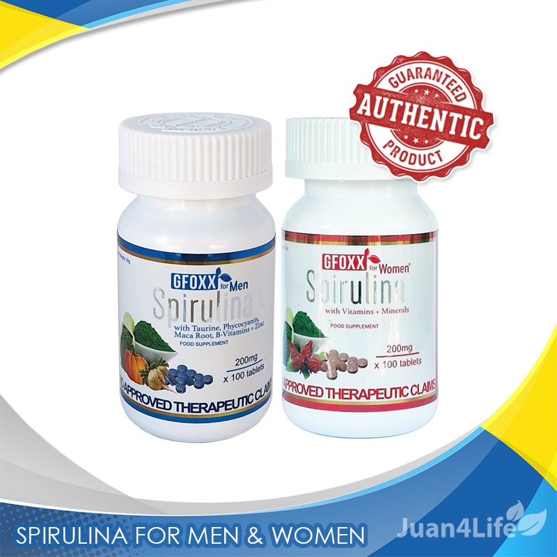 GFoxx Spirulina for Men and for Women 100 Tablets per Bottle | Shopee ...
