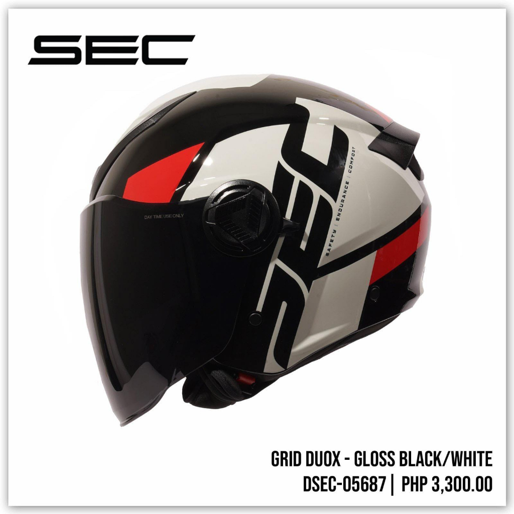 Sec Half face Grid Duox -dual Visor(Free Clear lens) | Shopee Philippines
