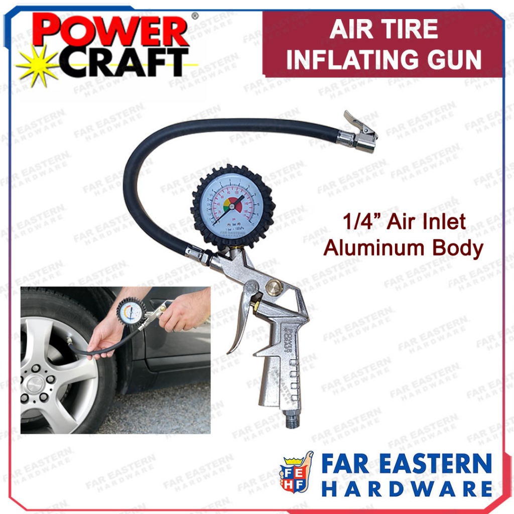 POWERCRAFT Air Tire Inflating Gun w/ Gauge Compressor | Shopee Philippines