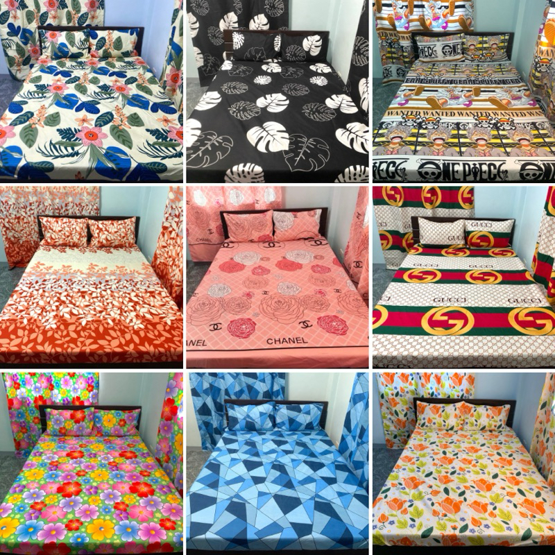 3in1 Canadian Cotton Bed Sheet with Two Pillowcases King Queen Double ...