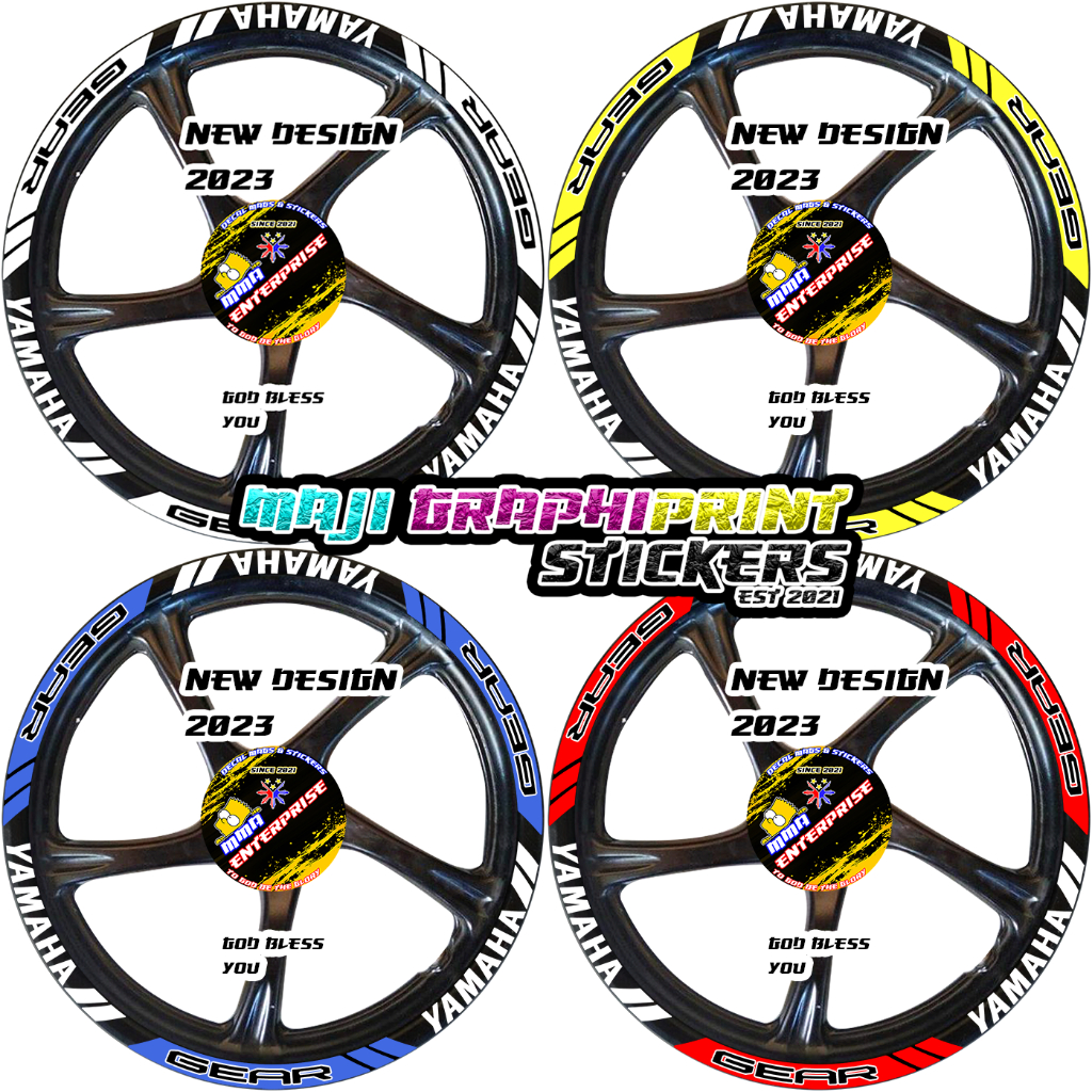 Yamaha Mio Gear New Design Mag Sticker Printed - 2 SET FRONT AND REAR ...