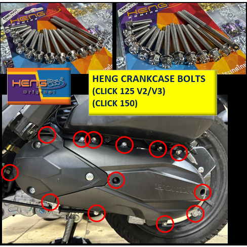 HENG Original Crankcase bolts for HONDA CLICK 125 V2/V3 and CLICK 150 ...