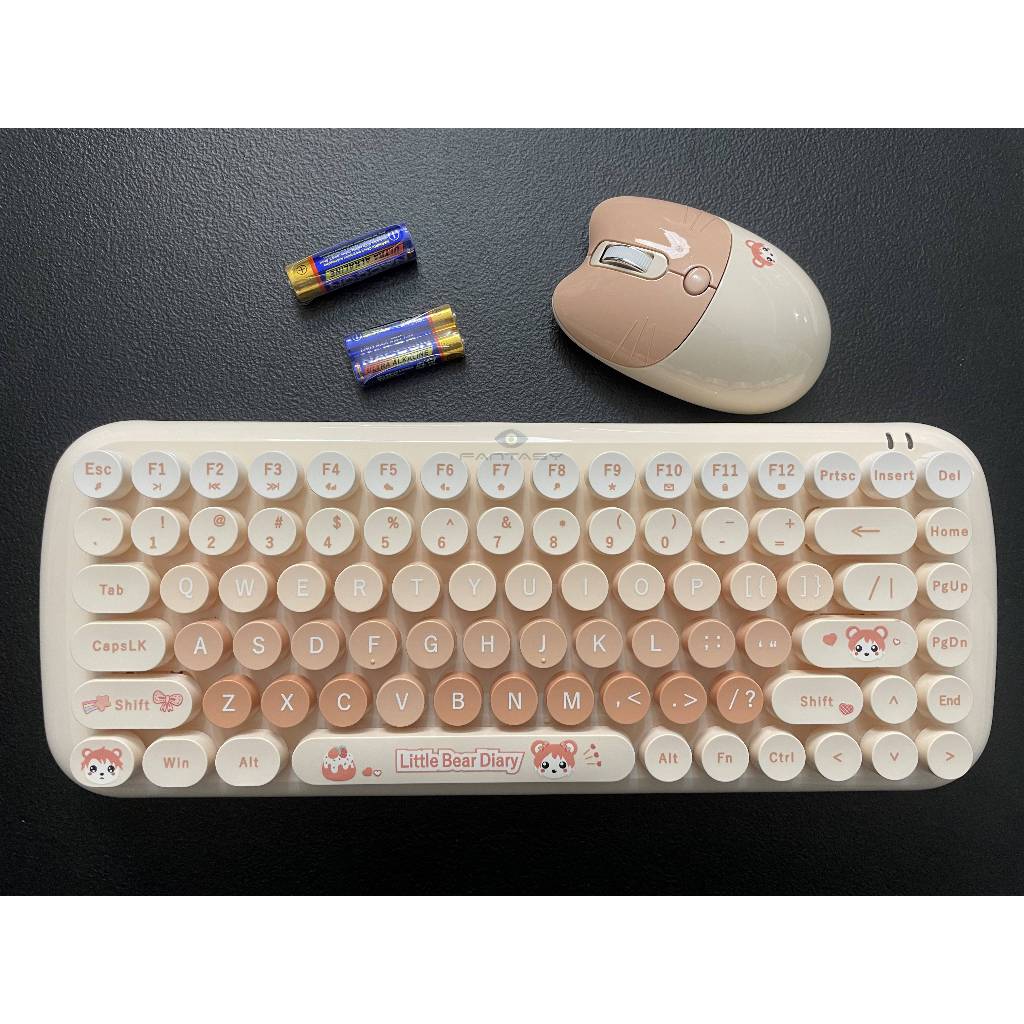 MOFii CANDY BEAR Mini Cute Wireless Keyboard and Mouse Set with Retro ...