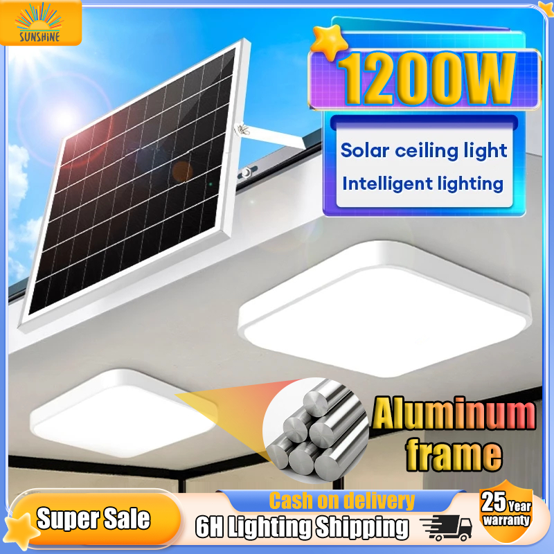 Solar Ceiling Light Square indoor lights LED lamp aluminum frame solar ...