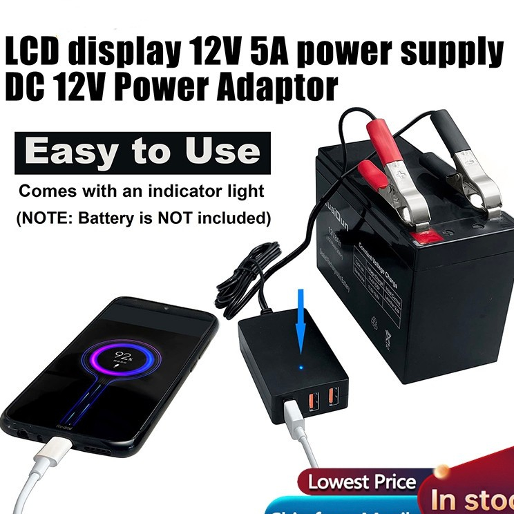 Clip charger for battery DC12V24 to 5V 3USB charging port 3A | Shopee ...
