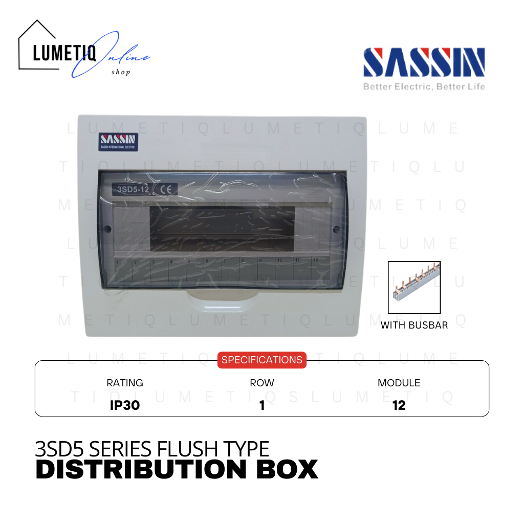 Sassin Flush Type Distribution Box w/ Busbar for Din Rail Miniature ...