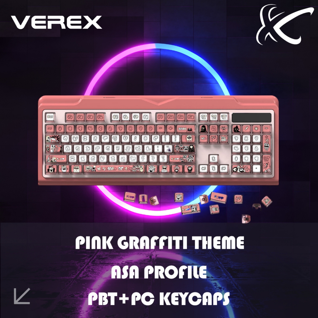 VEREX Pink Graffiti Theme 116 Keys ASA Profile PBT Dye-Sublimation ...