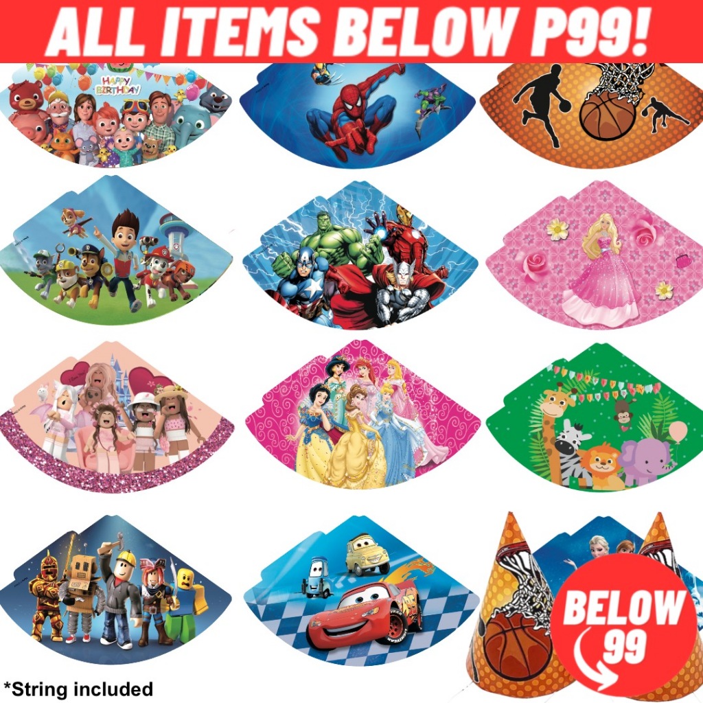 6 pcs Character Side Party Hats Paper Caps Minecraft Roblox Kids ...