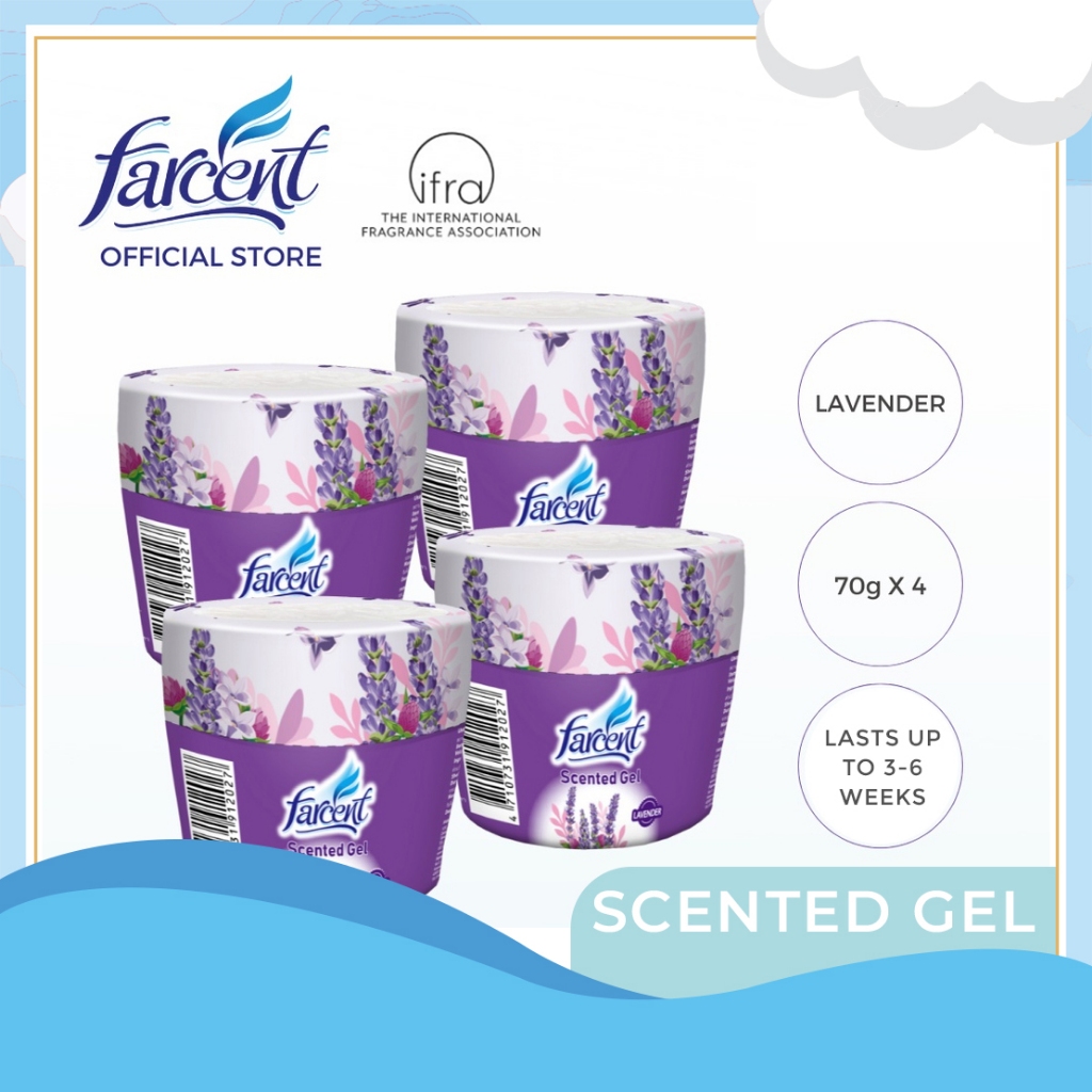 Farcent Air Freshener Scented Gel - Lavender Set of 4 (70g each) | Shopee Philippines