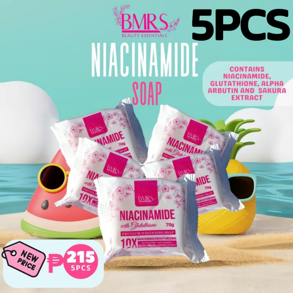 5PCS BMRS Niacinamide Gluta Premium 10X Whitening Soap 70g | Shopee ...