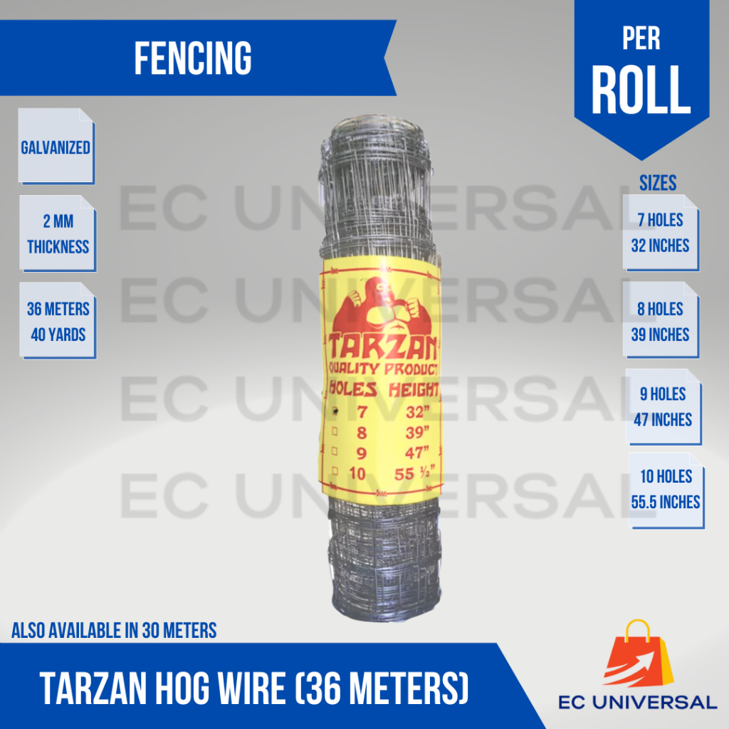 36 Meters Tarzan Hog Wire | Goat Wire | Field Fence - 9 Holes (47 ...