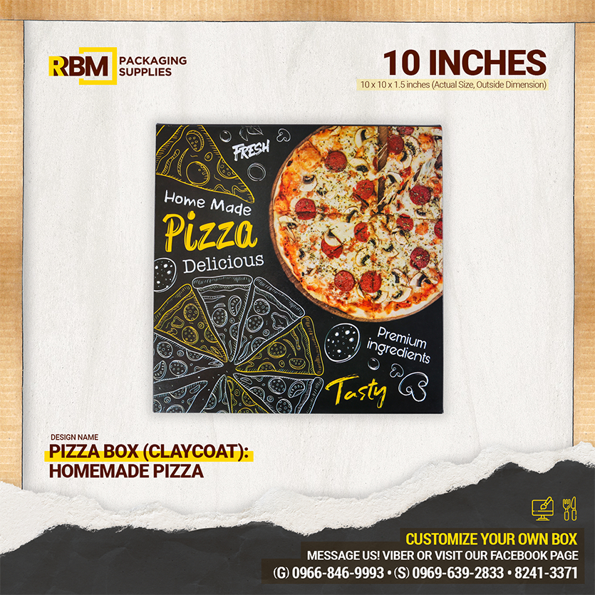 Clay Coated Pizza Box | with Generic Print - Homemade Pizza Design | 10 ...