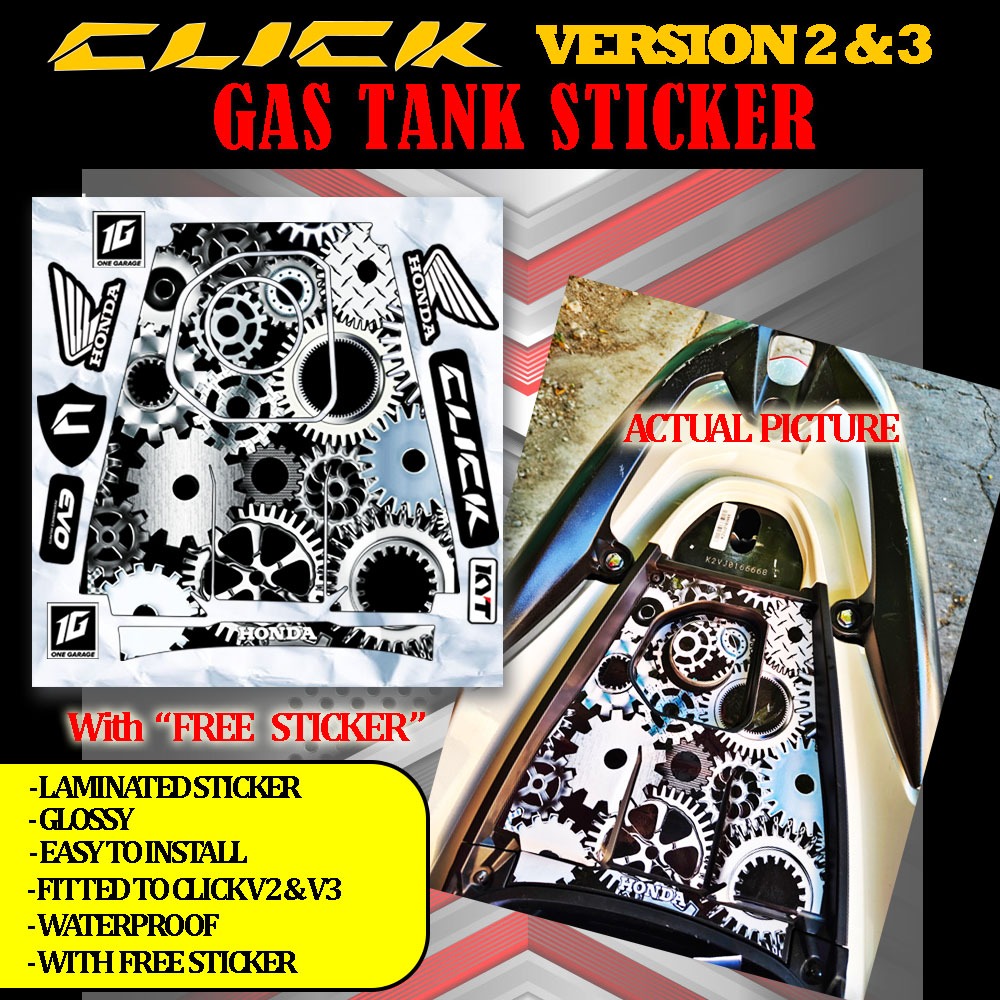 HONDA CLICK VERSION 2 AND 3&4GAS TANK STICKER ACCESSORIES / CLICK V2 V3 ...