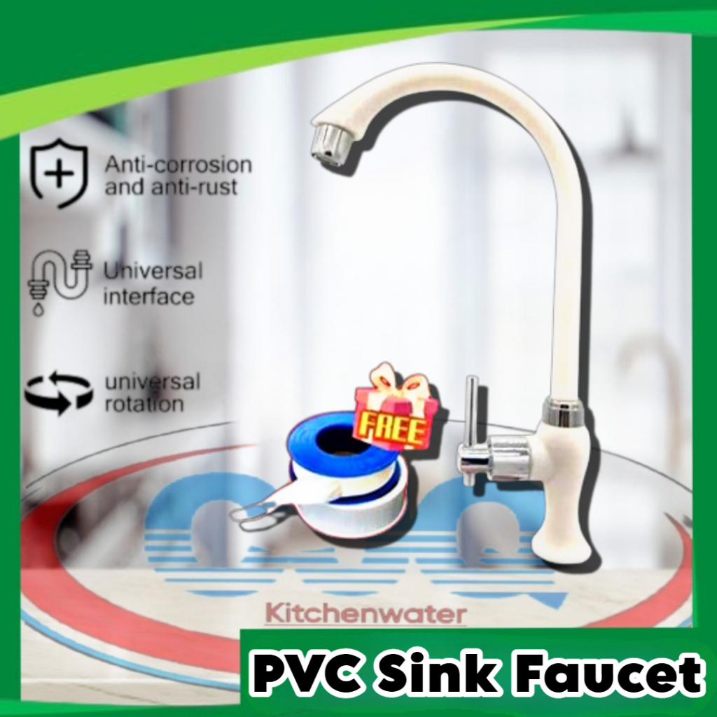 CJQ White PVC Plastic Gooseneck LongBathroom Tap Wall Type /Stand Type ...