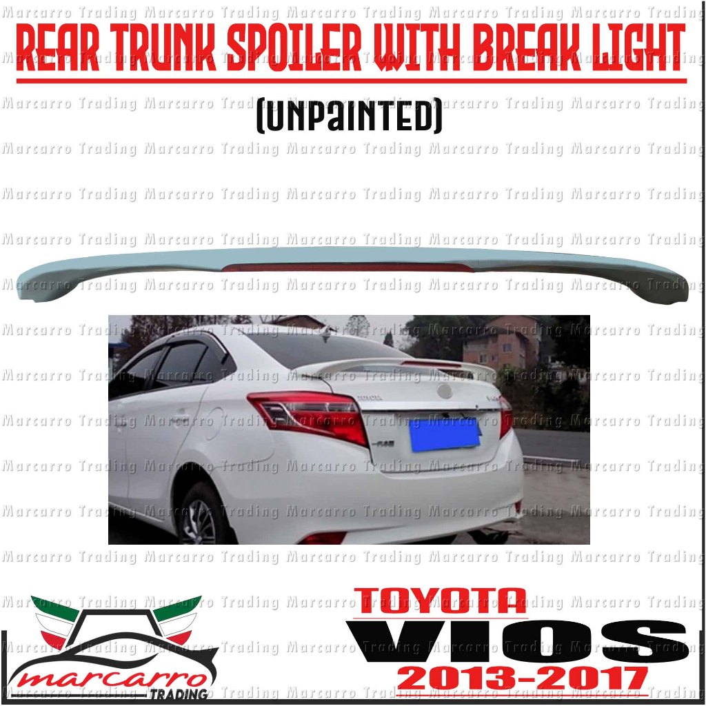Toyota Vios 2013-2017 3rd Gen Rear Trunk Clip Type Spoiler with Brake ...