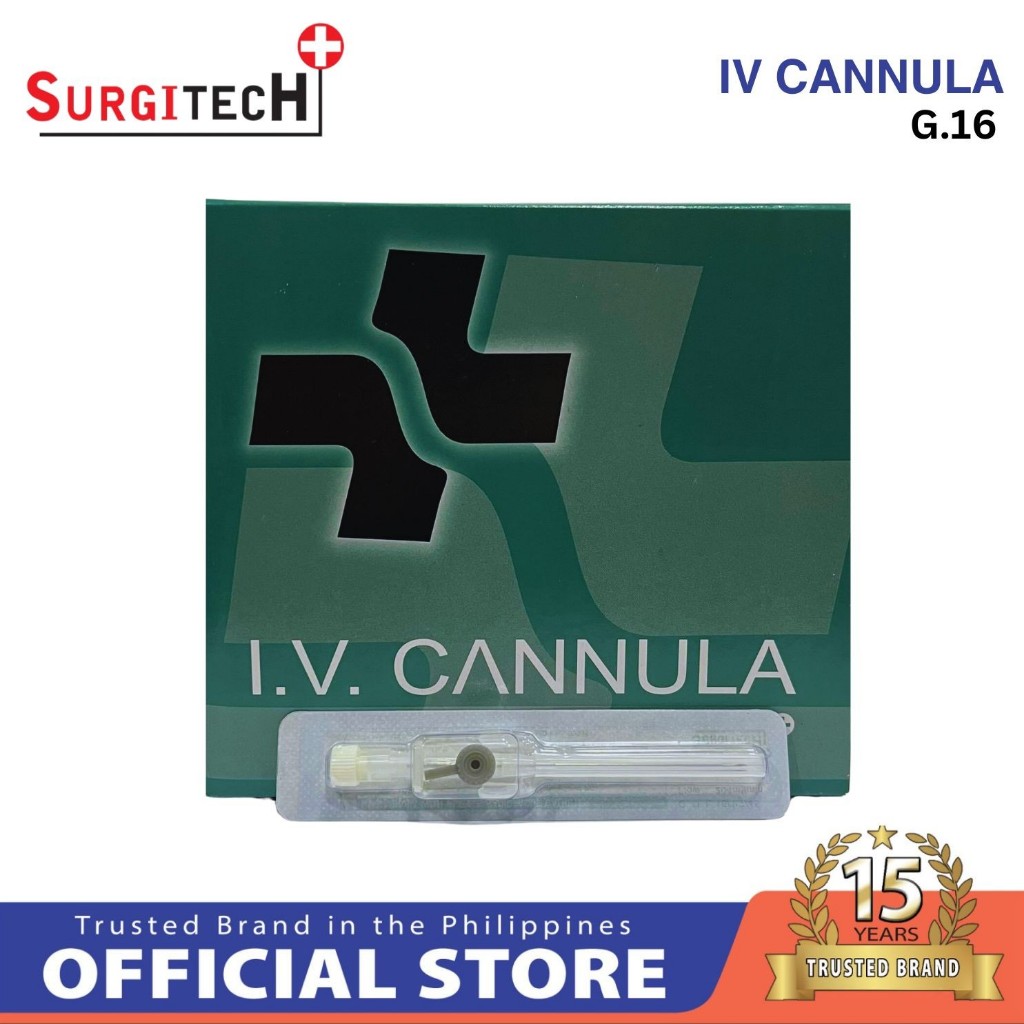 SURGITECH 1 BOX I.V. Cannula ( 16G/ 18G/ 20G/ 22G/ 24G/ 26G) W/ Wings & Injection Port (100PCS ...
