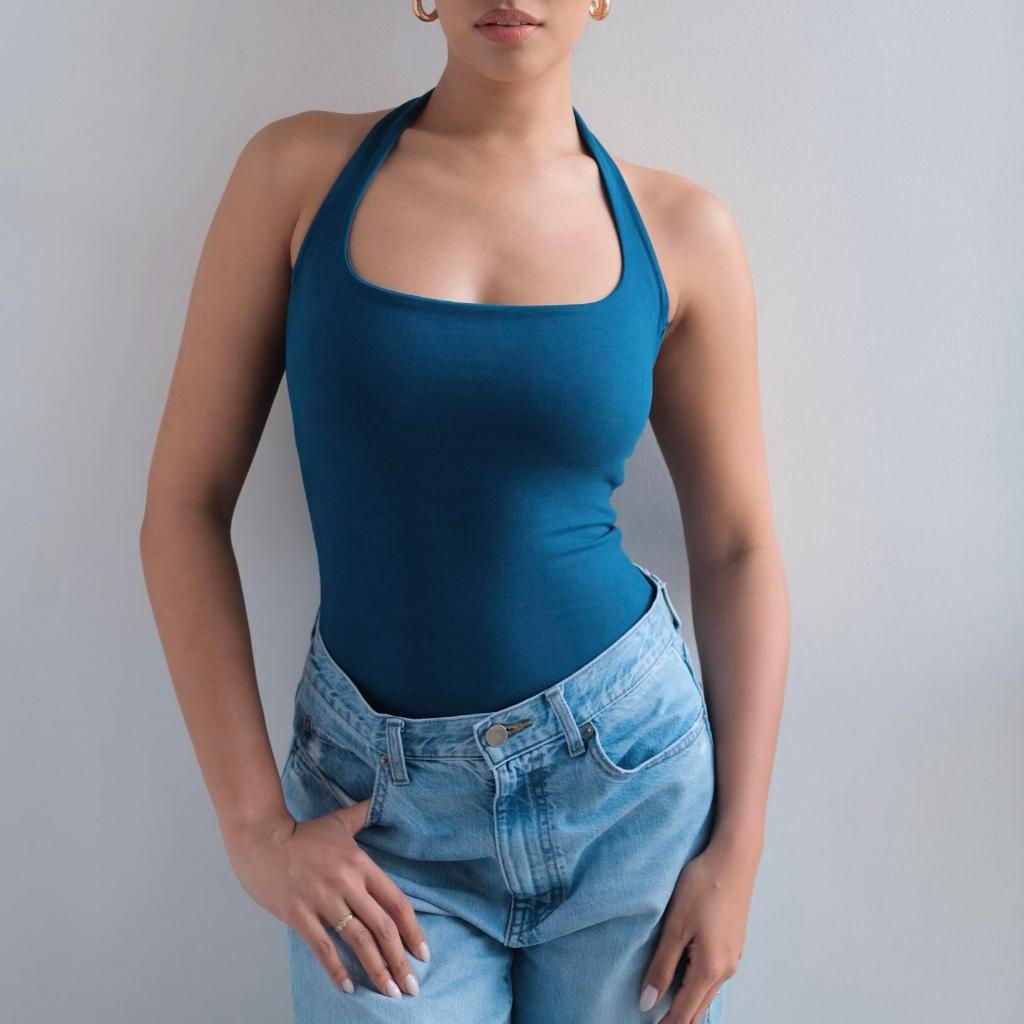 Mera Matilda Halter Top Slim-fitting Womenswear Cotton Plain Basic ...