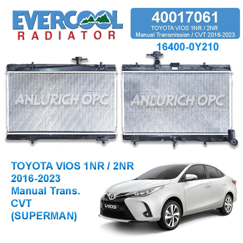 RADIATOR FOR TOYOTA VIOS 1NR 2NR 2016-2023 SUPERMAN CVT / MT EVERCOOL ...