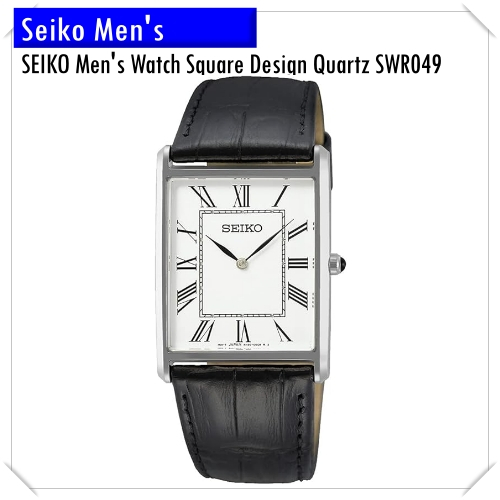SEIKO Men's Watch Square Design Quartz SWR049 / White Dial x Black ...