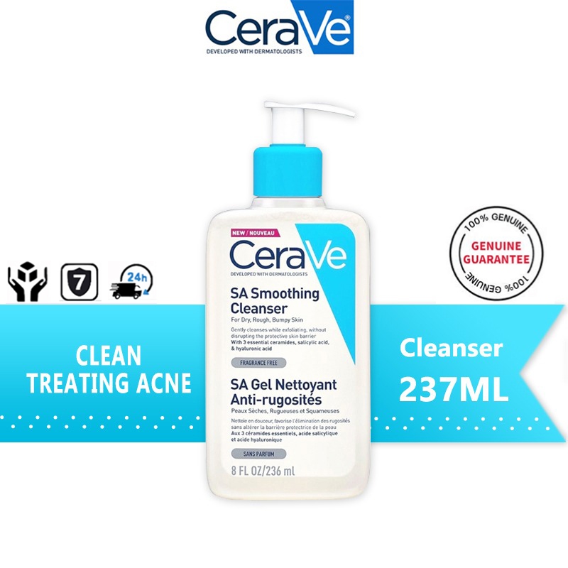 CeraVe SA Salicylic Acid Smoothing Cleanser Gentle exfoliator for acne ...