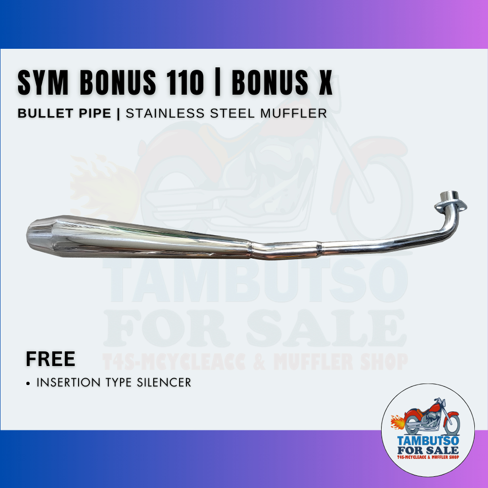 SYM Bonus 110 Bullet Pipe Type Muffler for SYM Bonus 110 / x100 Exhaust ...