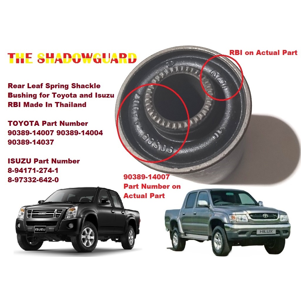 Rear Leaf Spring Shackle Bushing for Toyota and Isuzu RBI Made In ...
