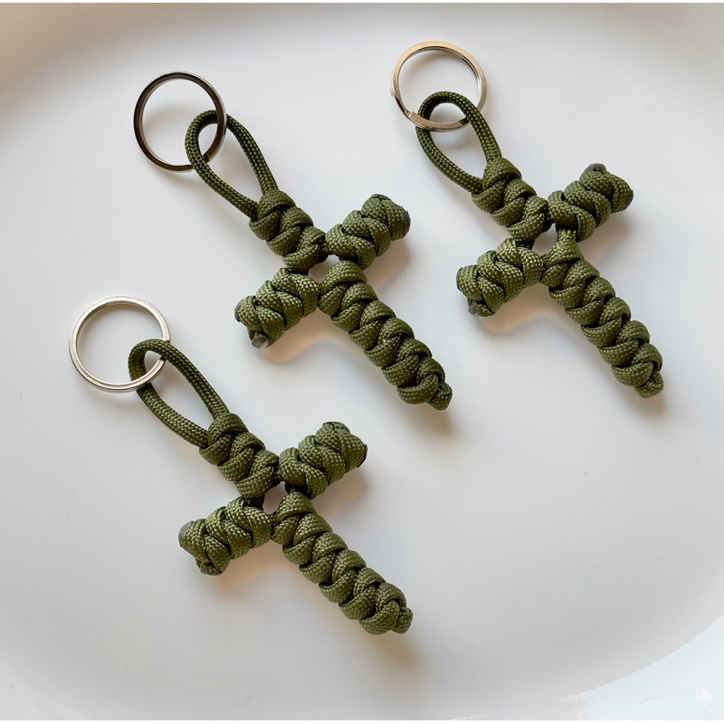 Paracord cross keychain with engraved personalized message | Shopee ...
