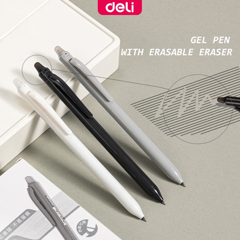 Deli SA261 Press Erasable Gel Pen 0.5mm ST Head Black Refil Student ...